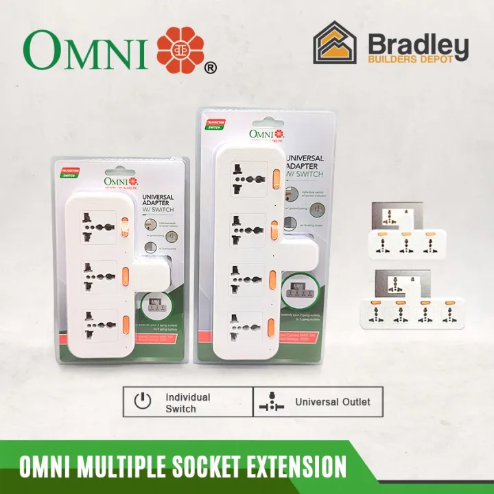 Omni Multiple Socket Extension Adapters (3 gang or 4 gang) | Lazada PH