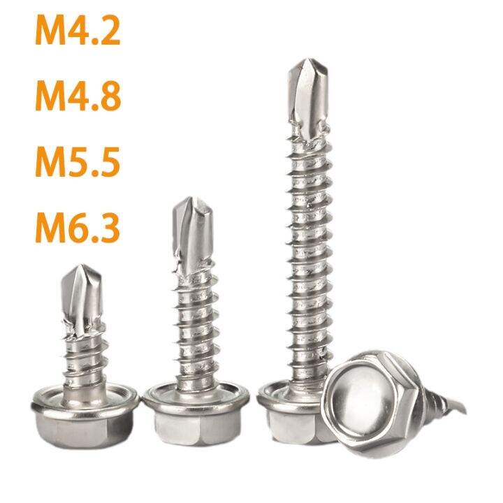 ⊙ 8 10 12 14 External Hexagon Self Drilling Tapping Screw Thread Metric Hex Bolt 410 Stainless ...