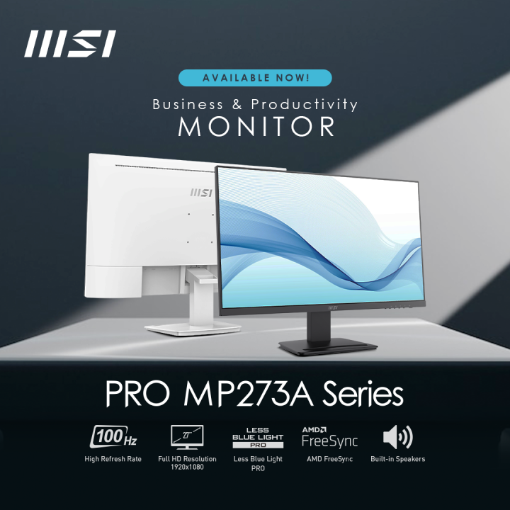 MSI PRO MP273A BUSINESS PRODUCTIVITY MONITOR [1080p, 100Hz] | Lazada ...