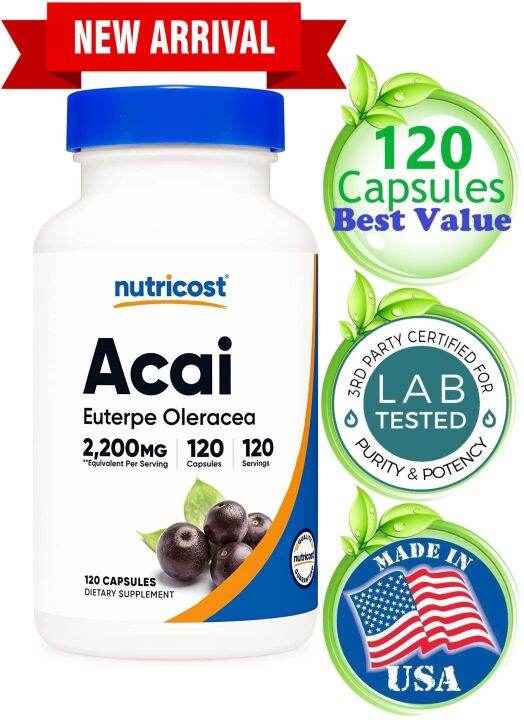 Acai 120 Caps 2200mg 4:1 Super Extract for Cellular + Heart + Digestive ...