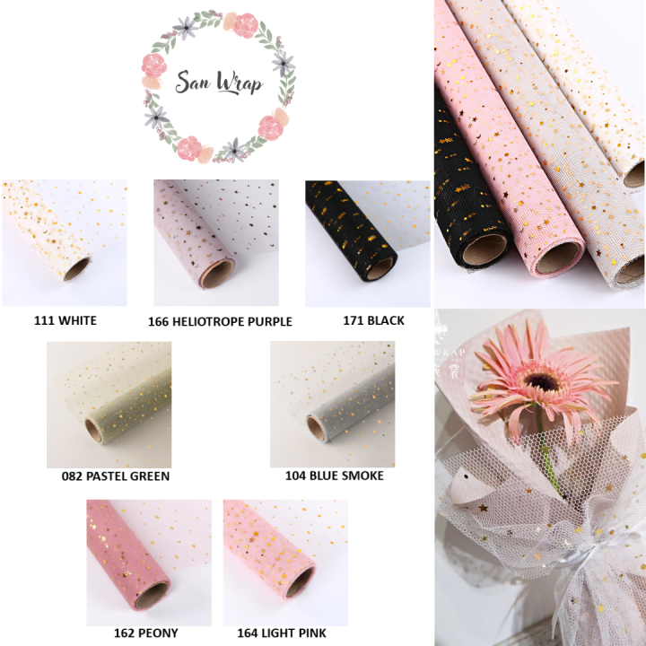 Mesh Roll Korea Motif Bulan Bintang /Kertas Buket Bunga / Flower ...
