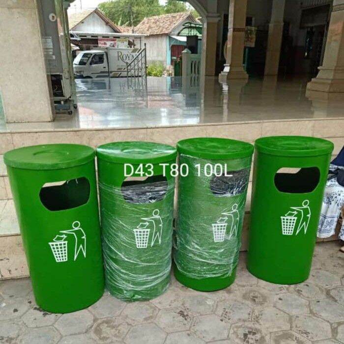 Bak Sampah Tempat Sampah 100 Liter Fiberglass Tabung Termurah | Lazada ...