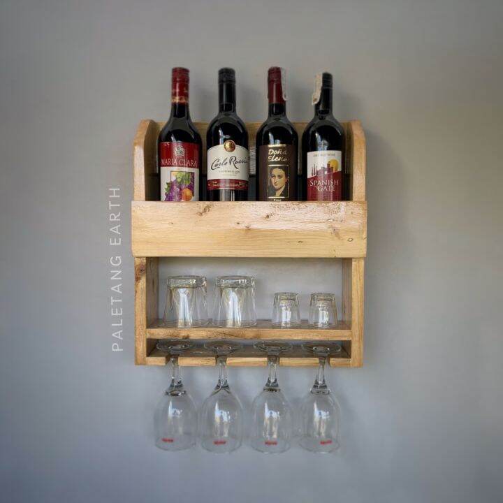 Wooden Wall-mounted Hanging Wine/Liquor Rack | Lazada PH