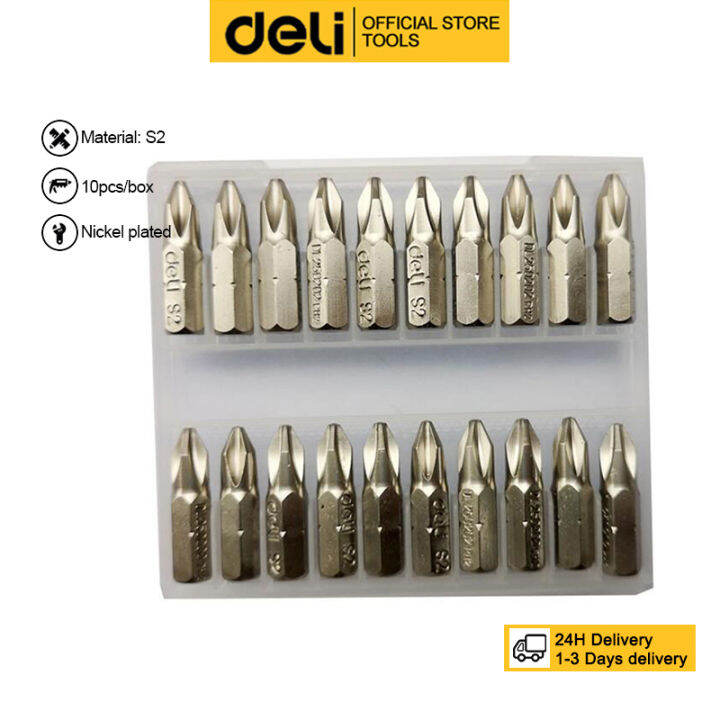 Deli 10Pcs Magnetic Screw Driver Bit Set ph3*50mm / ph2*50mm / ph1*50mm ...