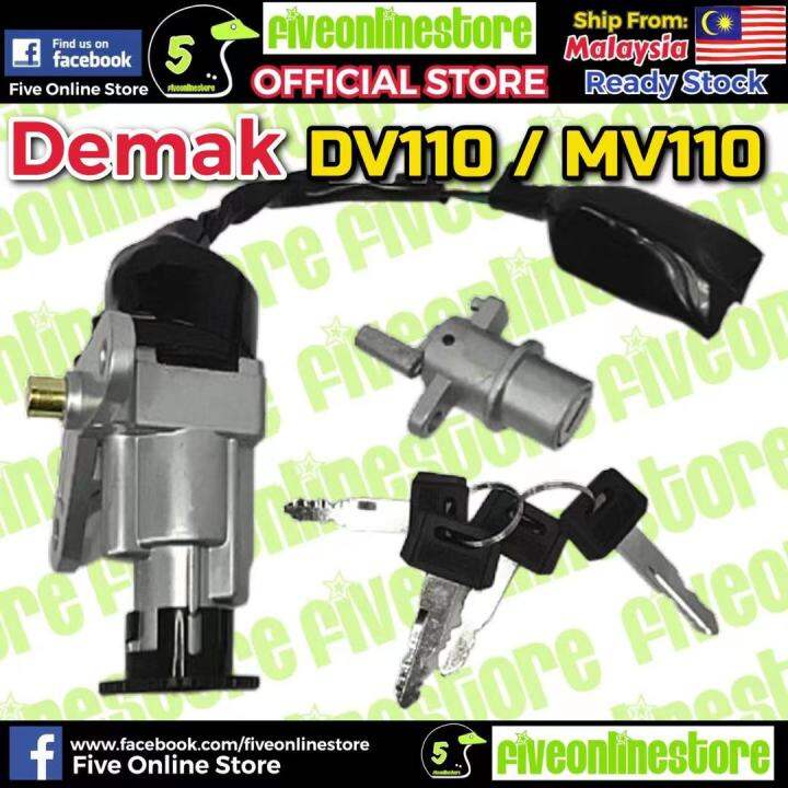 Demak DV110 / MV110 Main Switch Set & Seat Lock DV MV 110 Key Set Suis Kunci Motor Set Lock Assy ...