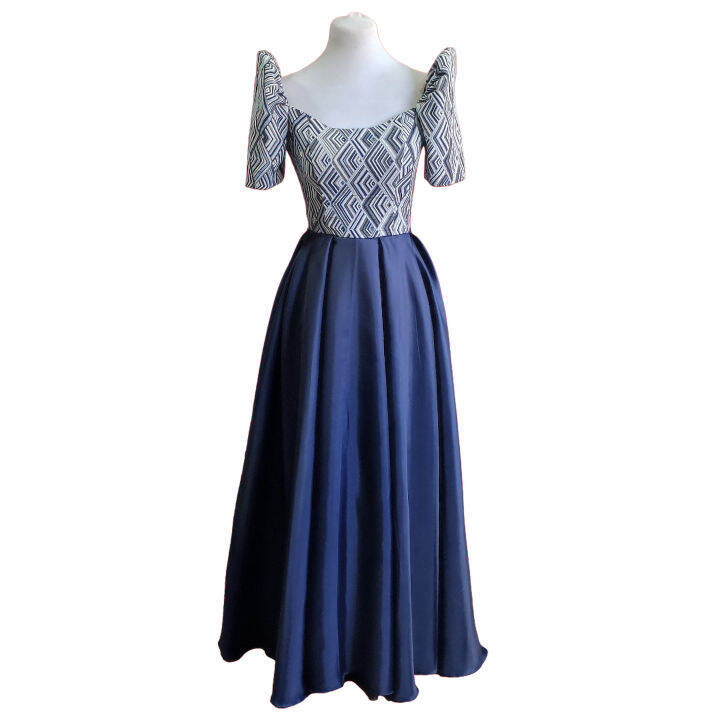 Filipiniana Modern Ethnic Dress navy blue | Lazada PH