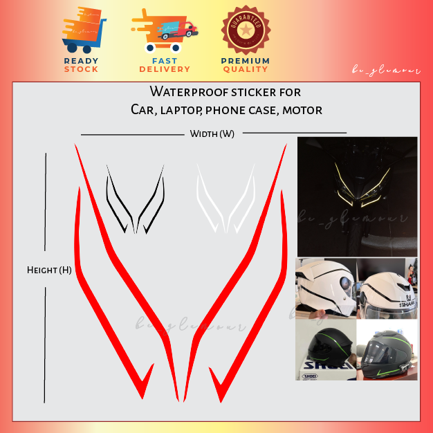 Motor head stripe Sticker Reflective helmet stiker lampu racing motogp ...