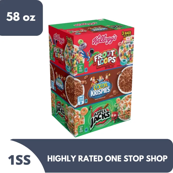 Kellogg's Tri-Fun 3 Variety Assortment Cereal Pack, 58 Oz | Froot Loops ...