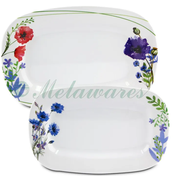 Melawares 6pc 8 and 9 Tea Rose Rectangular Platter Set | Lazada PH