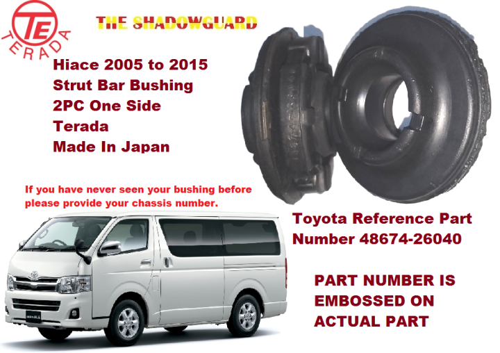 Hiace 2005 to 2015 Strut Bar Bushing 2PC One Side Terada Made In Japan ...