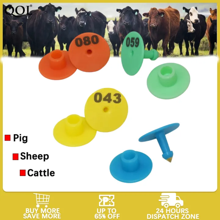 Qinoulieran 100Pcs Ear Tagger for Pig Anti-shedding Goat Ear Tag with ...