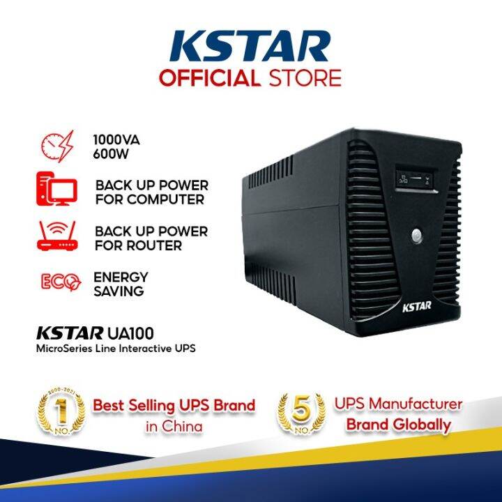 KStar UPS 1000VA-600W Uninterruptible Power Supply, Micro 1000 UA100, 6 ...