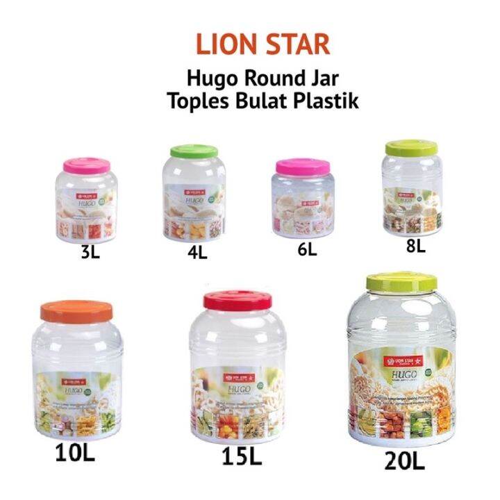 Toples Plastik Lion Star Hugo Round Canister Jar Kedap 10 Liter / 10L ...
