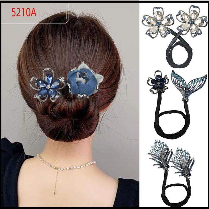 5210A อุปกรณ์เสริมผม กิ๊บติดผมรูปดอกไม้ประดับพลอยเทียม หางปลาวาฬ ...