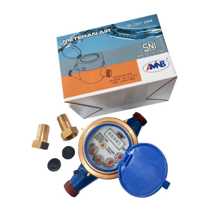 Meteran Air Pam 4 Jarum 1/2" Body besi AMNB/Water Meter Ledeng Pdam 0.5 Inch SNI Body Bodi Besi ...