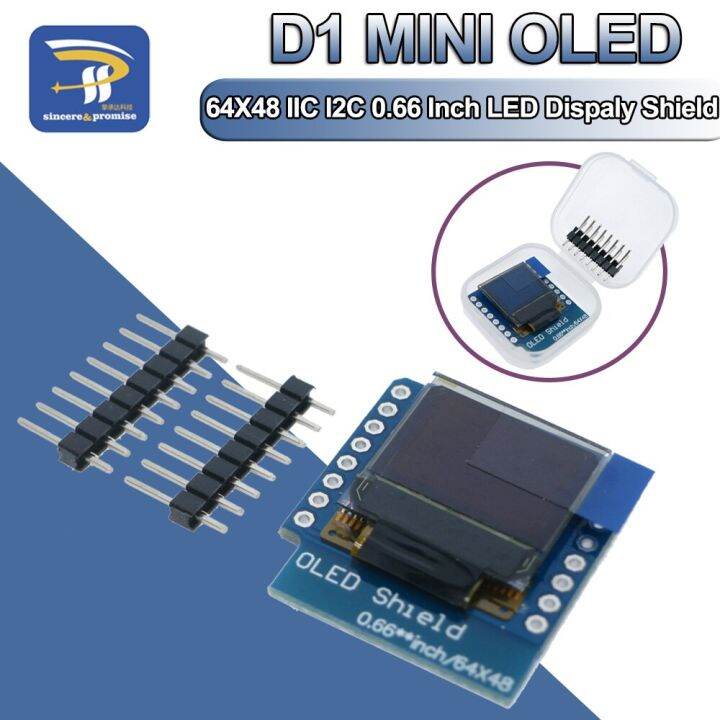 0 66 Inch Cho Wemos 64x48 Iic I2c Lcd Oled Led Dispaly Lá Chắn Cho