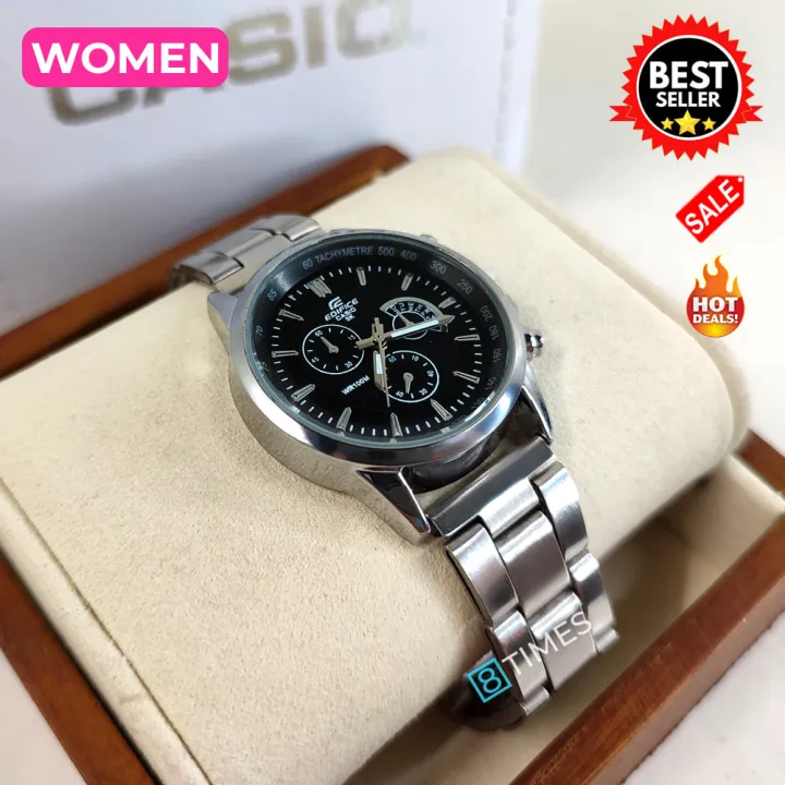 Casio Edifice Silver Black Dial Tri Chrono With Date Stainless Steel ...