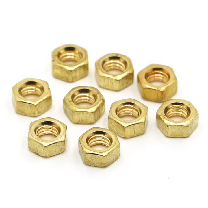 ™♈ 1-50pcs M1.6 M2 M2.5 M3 M4 M5 M6 M8 M10 M12 M14 M16 DIN934 Brass Nuts Copper Hex Hexagon Nut ...