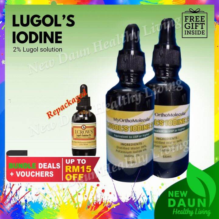 Super Value 50ml Lugol's Iodine Iodin 2 by MyOrthoMolecular Vegan Gluten Free Non GMO 55ml JCrow ...