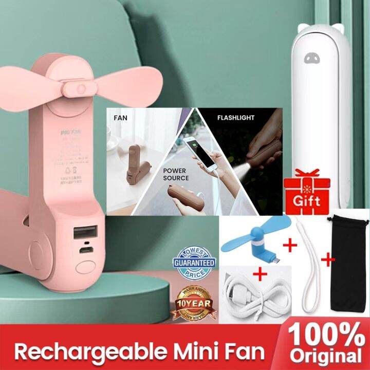fan Mini Fan Rechargeable 3 IN 1 Portable Handheld Handy USB Pocket ...