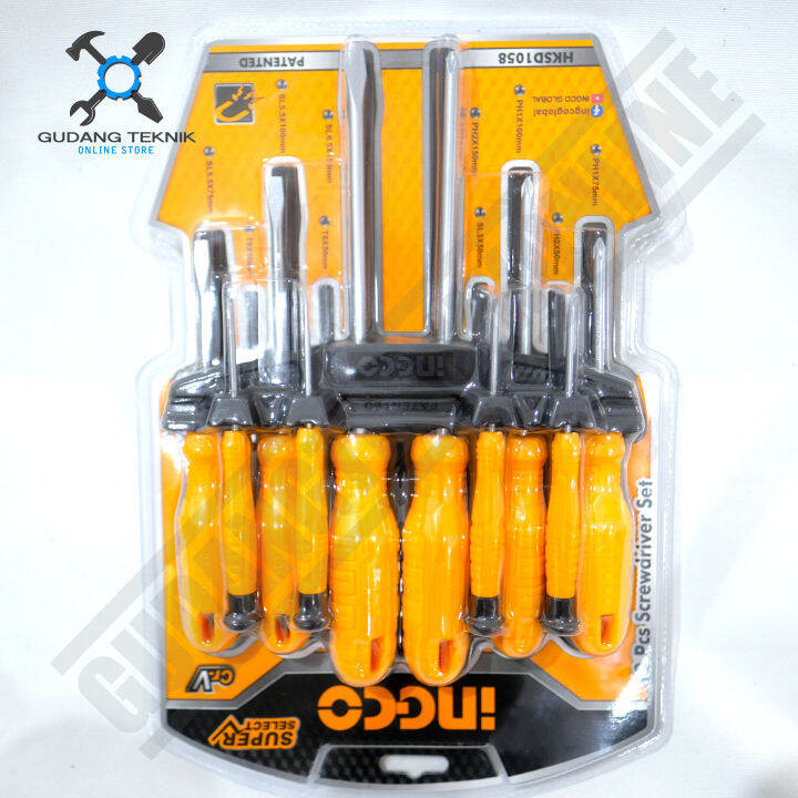Obeng Set Plus Minus SET 10pcs INGCO HKSD1058 / Screwdriver Set 10 Pcs ...