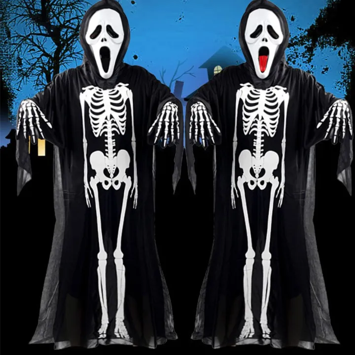 PLORAB Terror Skull Horror Adult Child Party Ball Halloween Dress Up ...