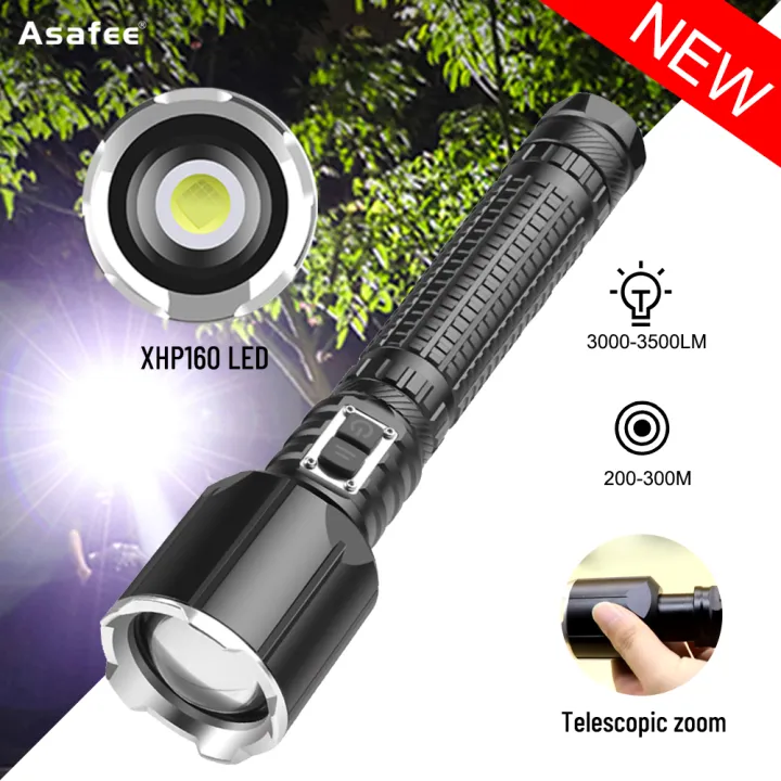 Asafee 3000-3500LM 3535B XHP160 LED outdoor flashlight telescopic zoom ...