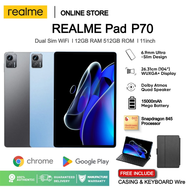 REALME Tablet P70 11Inch Android 12.0 12GB+512GB Dual SIM 4G LTE WiFi 2 ...