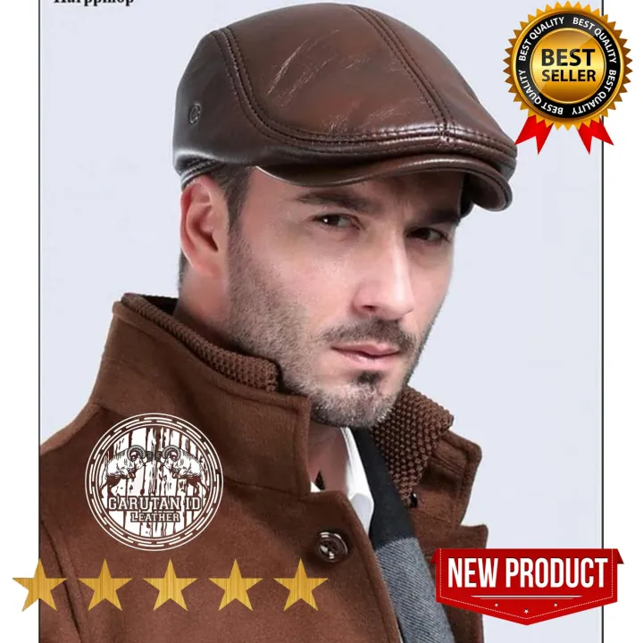 topi pet original leather /topi pelukis/ topi maher zein/ topi kulit ...