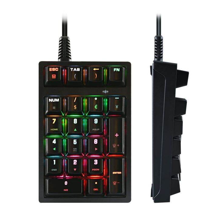 Portable 21 Keys Numeric Keypad Rgb Backlight Multi Ftional Mini K21