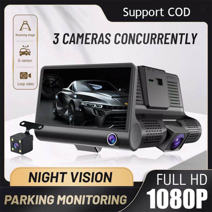 Car DVR Dashcam Video Recorder 3 Lens Camera FHD 1080P 170° Angle Night ...