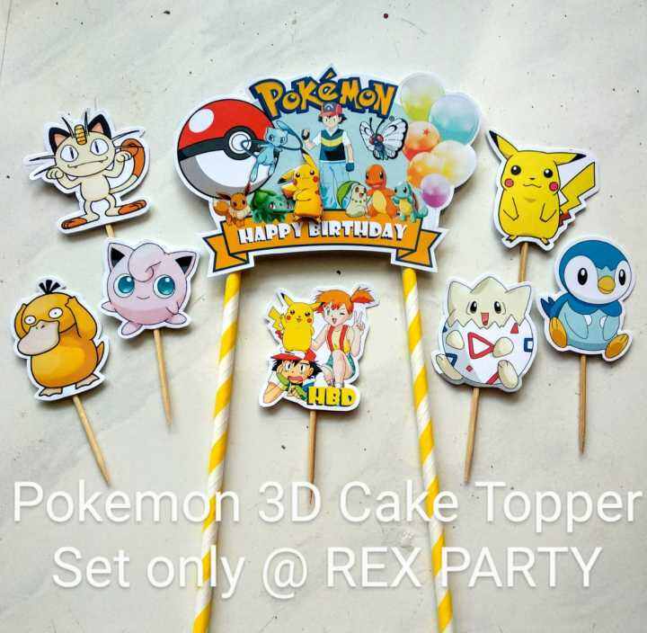 Pokemon Cake Topper/Topper Kue Pokemon/3D Birthday Topper | Lazada ...