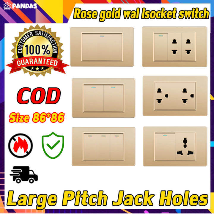 Six Styles Outlet Socket For Wall Switch For Wall Light Switches Switch Outlet champagne gold ...