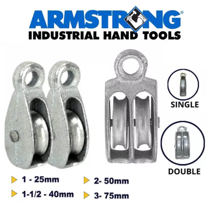 ARMSTRONG TACKLE PULLEY SINGLE DOUBLE Pulley Rope Wire Rope Pulley ...