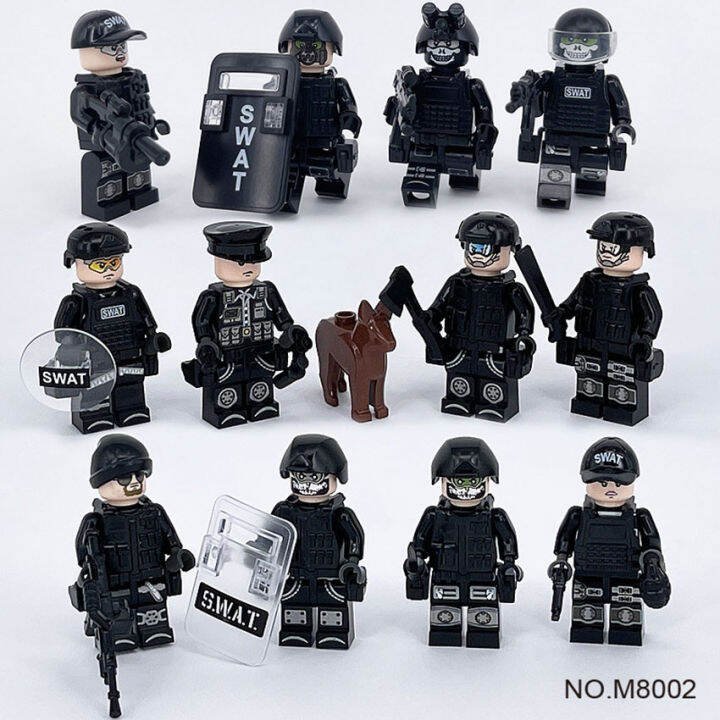Minifigures cảnh sat Swat M8002 combo 12 lính full phụ kiện xếp hình ...
