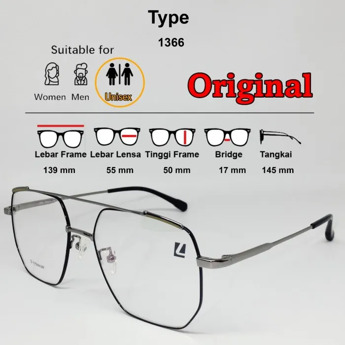 FRAME KACAMATA ORIGINAL TITANIUM LEIX SIZE 55 MODEL AVIATOR FULL FRAME | Lazada Indonesia