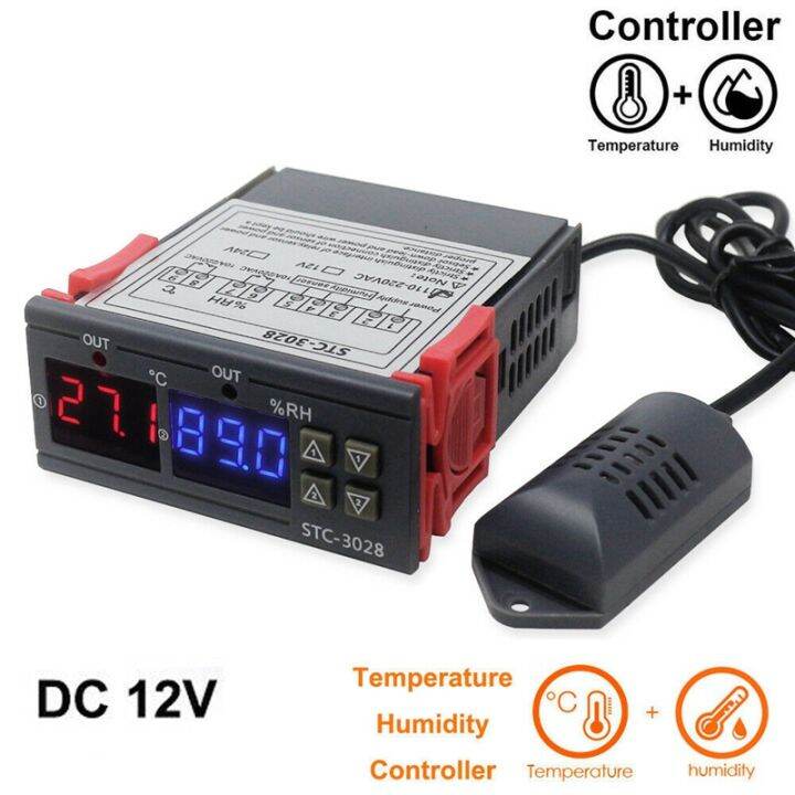 STC-3028 Digital Temperature Humidity Meter 10A Thermostat Dual Display Hygrometer Controller ...