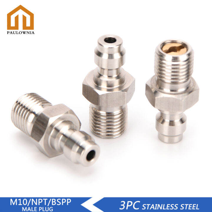 3pc/set 1/8NPT 1/8BSPP M10x1 PCP Pneumatic Quick Coupler 8MM Male Plug ...