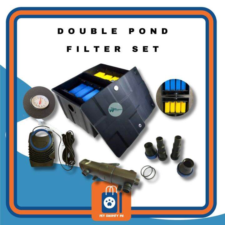 Aquarium Fish Pond Double Filter With Pump and Filter Media 86x54x40 ...