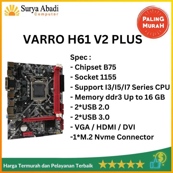 MOTHERBOARD GAMING H61 VP2 PLUS VARRO SUPPORT NVME | MOTHERBOARD H61 ...