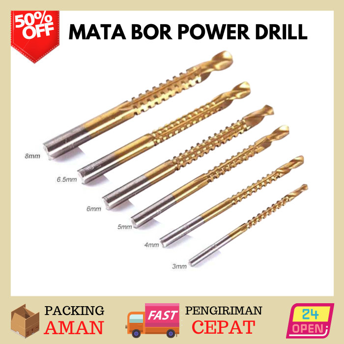 Mata Bor Besi Warna Gold 4 Pcs ( Ukuran 5-6-8-10 Mm ) Mata Bor Beton ...