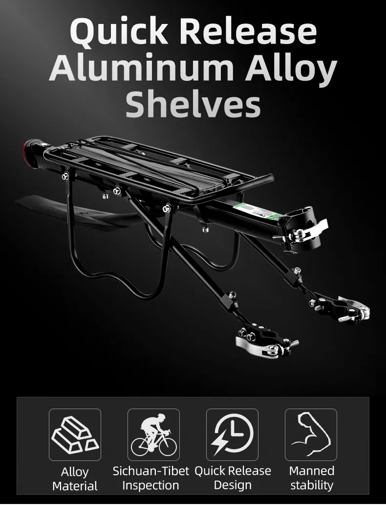 ROCKBROS Bike Reflective Quick Release Carrier SeatPost Mount Pannier ...