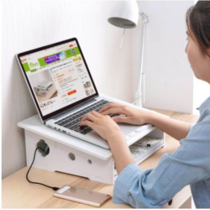 Laptop Stand Wooden Notebook Shelf Bracket Breathable Desk Shelf with ...