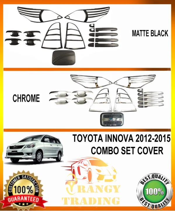 Toyota Innova 2012 to 2015 Garnish Combo set cover MATTE BLACK / CHROME ...
