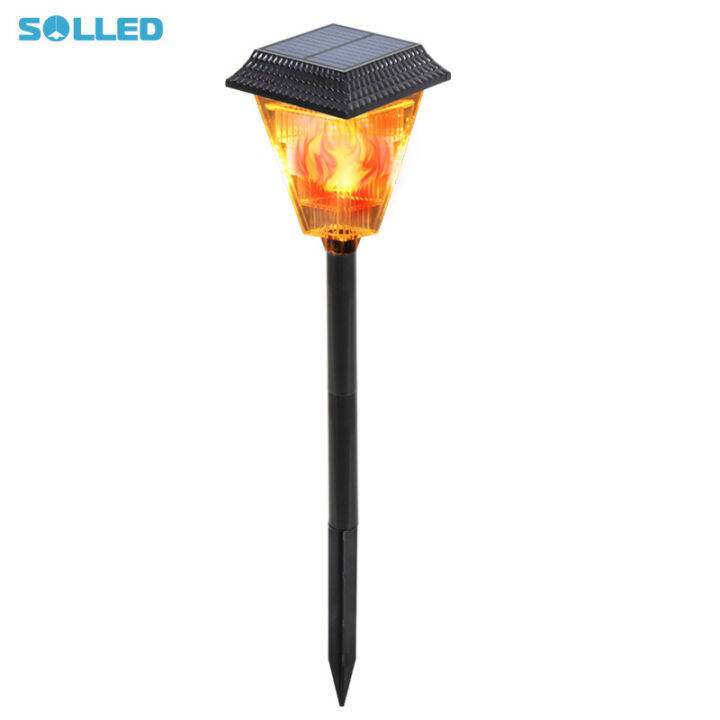 SOLLED ไฟปักทางเดินพลังงานแสงอาทิตย์,ไฟเอฟเฟกต์เปลวไฟกันน้ำไม่มีสายไฟ ...