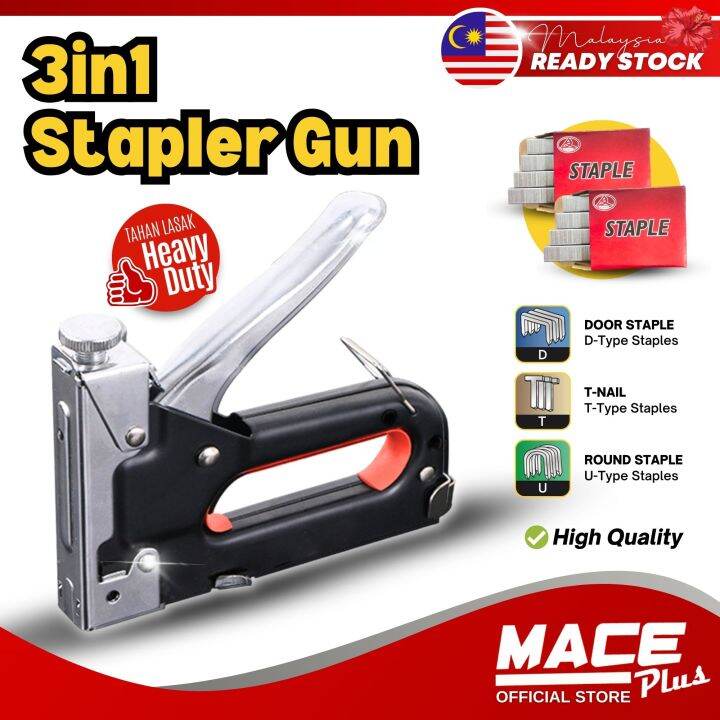 Heavy Duty 3 in 1 Stapler Gun Multitool Nail Stapler Bullet U-Type T ...