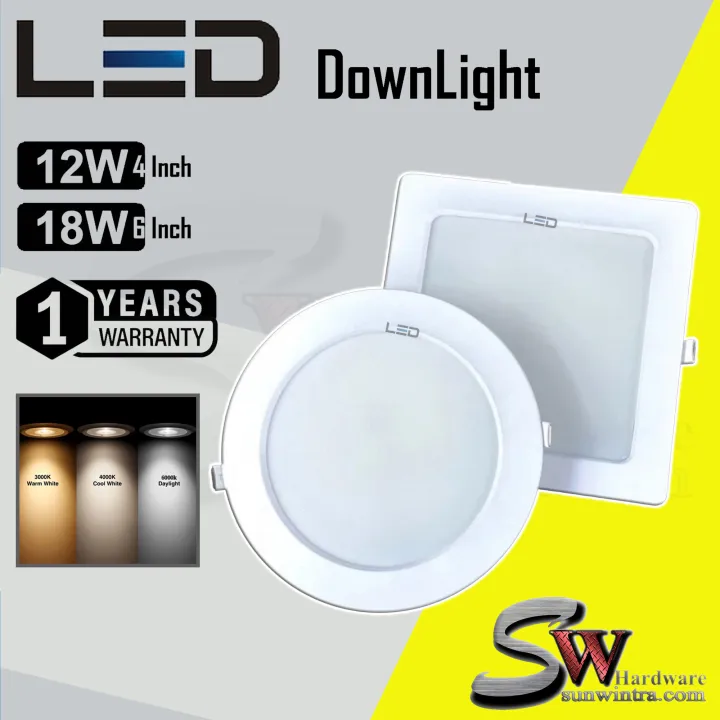 LED Downlight 12W 18W Round Square Lampu Downlight Ultra Slim LED ...