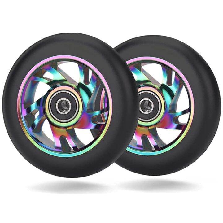 2 Pcs 100Mm Scooter Replacement Wheels with Bearing Stunt Scooter Pu ...