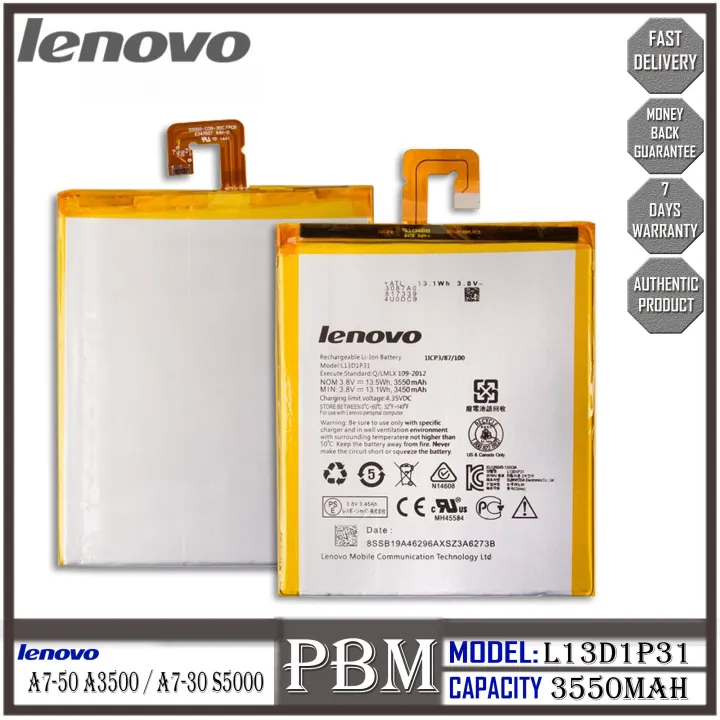 Lenovo A7-50 A3500 / A7-30 S5000 Battery Model: L13D1P31 (Original ...
