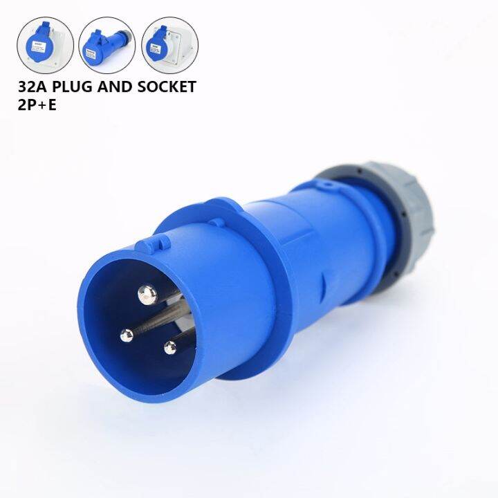 【CW】 32A 3 Pin 220V 250V IP44 2P E Electric Industrial Male/Female Plug ...
